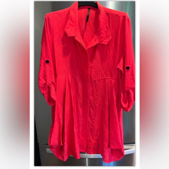 IC COLLECTION | Dresses | Ic By Connie K Red Xl Shirt Dress Roll Tab ...